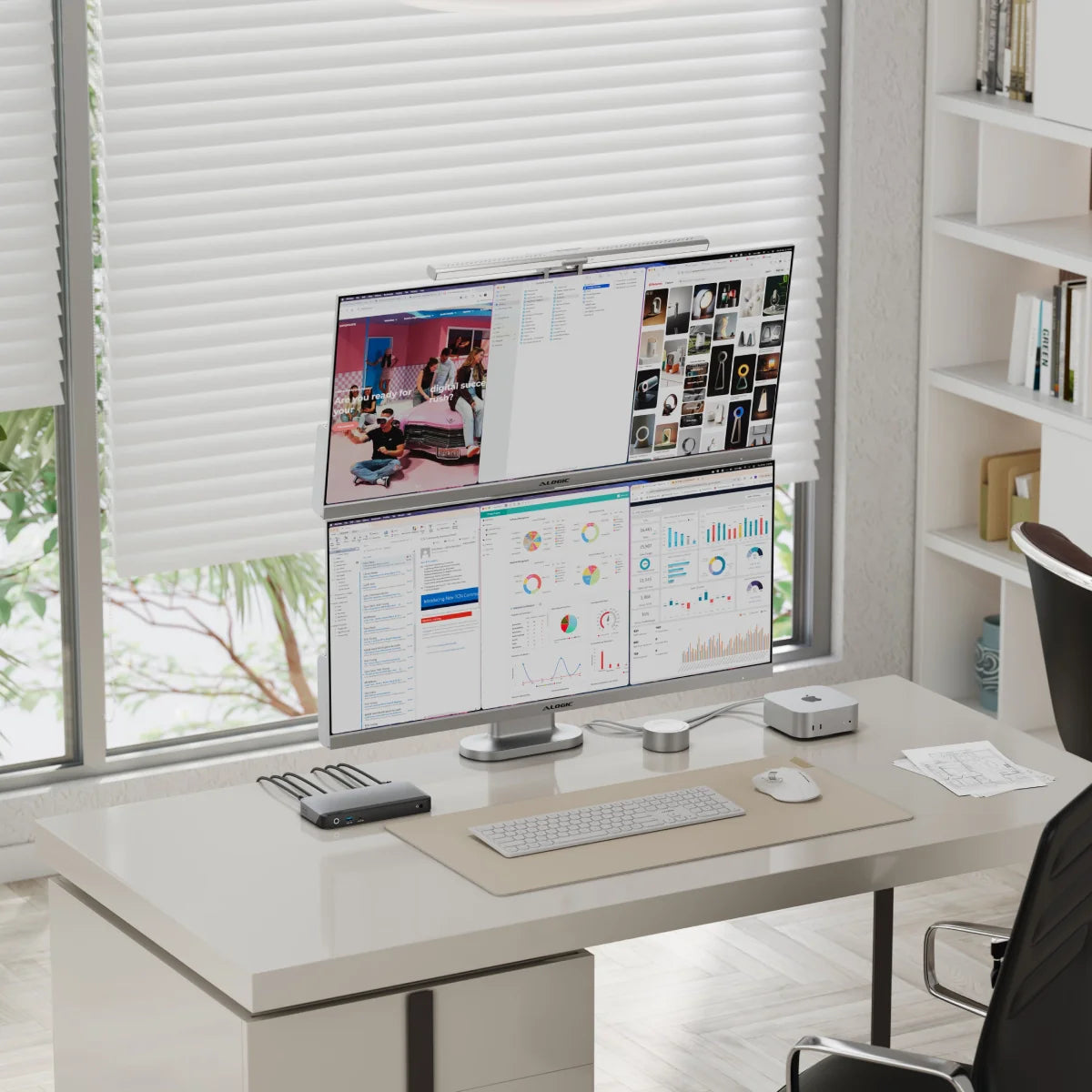 Edge 34" Ultrawide Dual QHD Monitor Elevate Home Office Kit - Silver ...